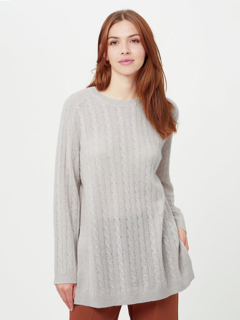 Peter Hahn - Long-Pullover aus 100% Kaschmir - Hellgrau-Melange