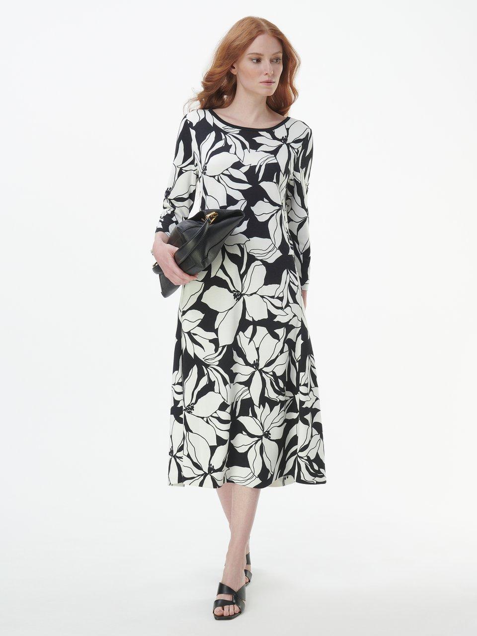 BASLER - Midi-jersey jurk - zwart/wit