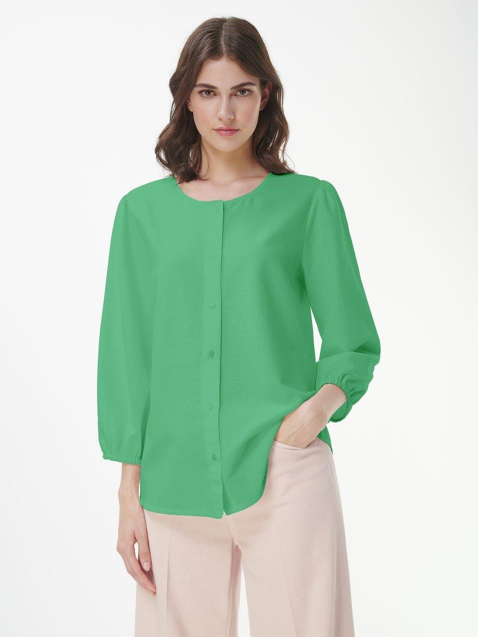 Peter Hahn - Blouse met ronde hals - smaragdgroen