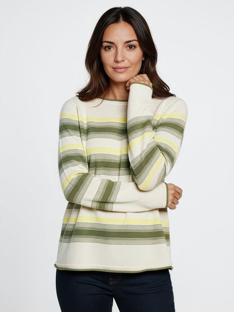 BASLER - Rundhals-Pullover - Perlweiß/Multicolor