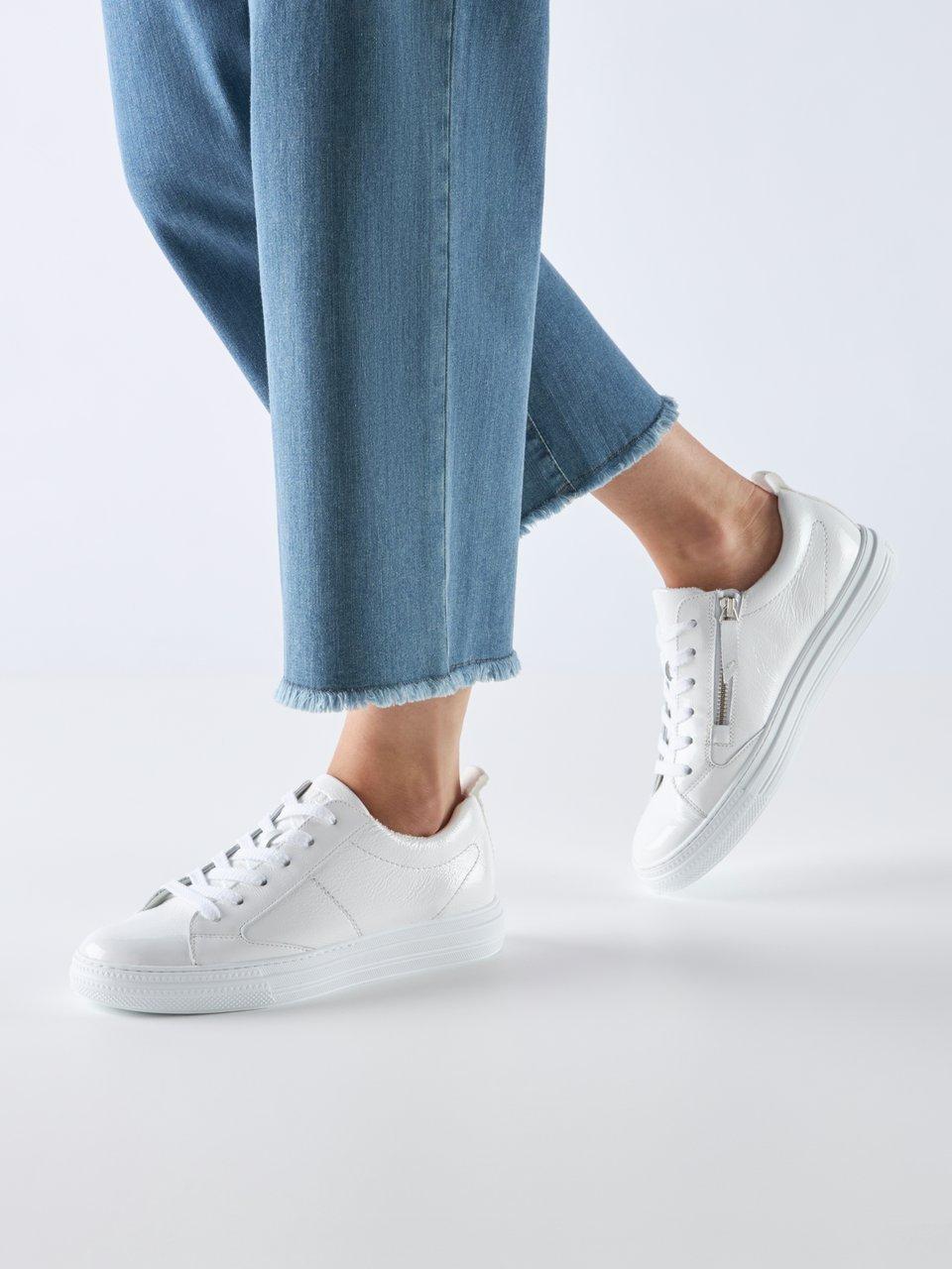 Paul Green - Les sneakers en cuir de veau verni froissé - blanc verni