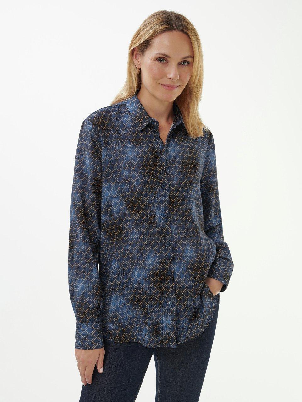 Peter Hahn - Lange blouse - nachtblauw/beige