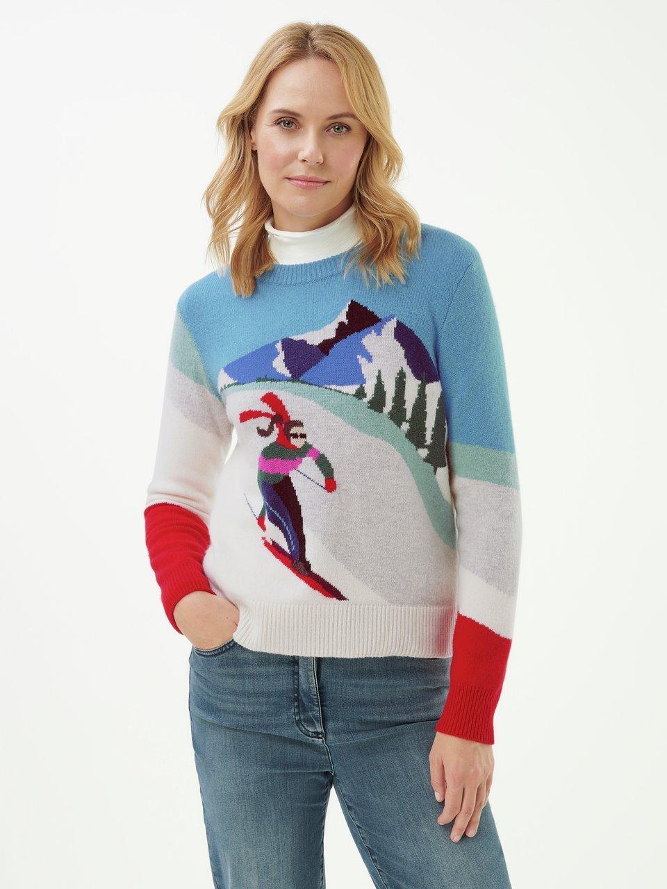 Peter Hahn - Rundhals-Pullover - Offwhite/Multicolor