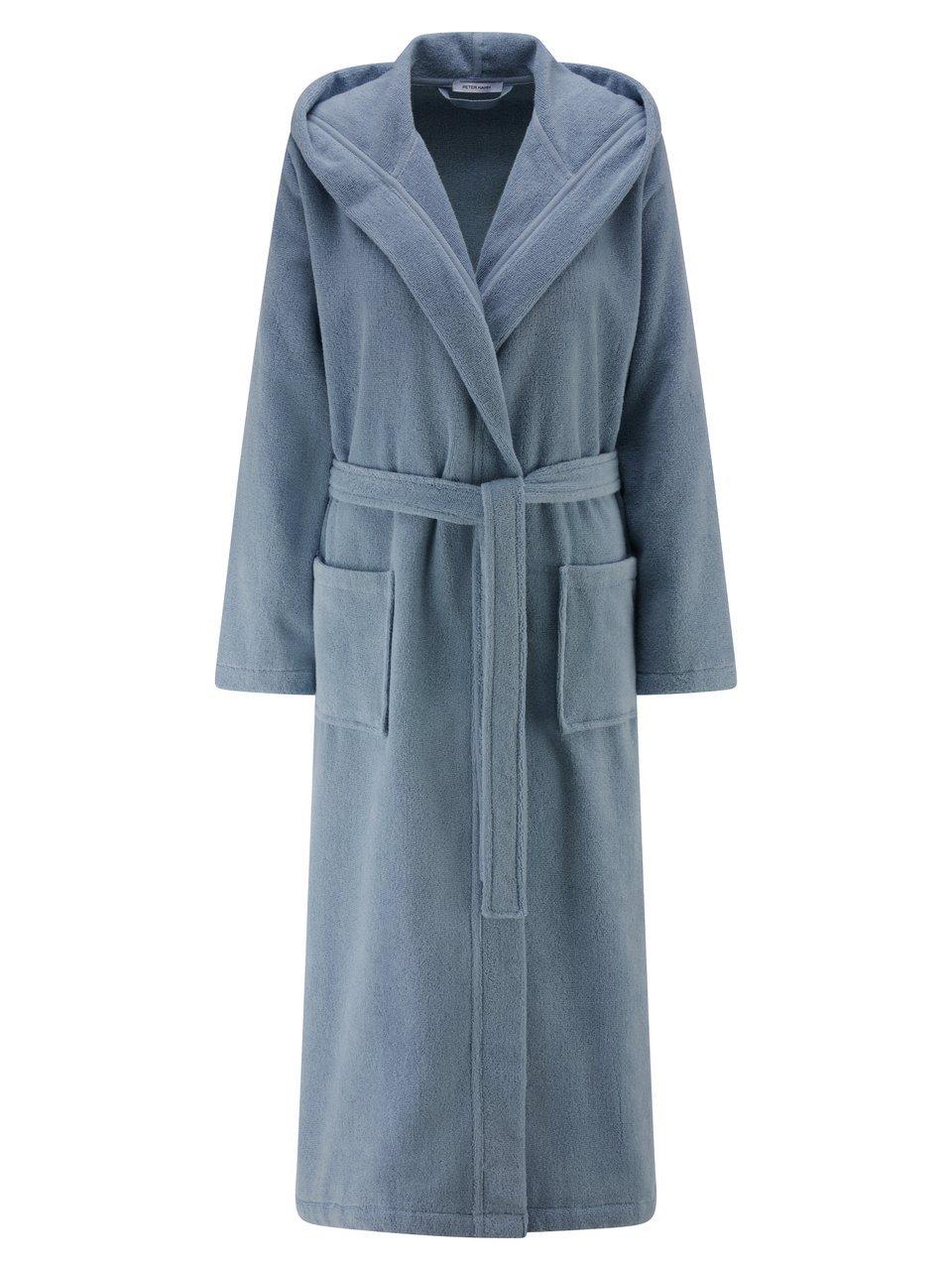 Peter Hahn - Lange badjas met capuchon - rookblauw