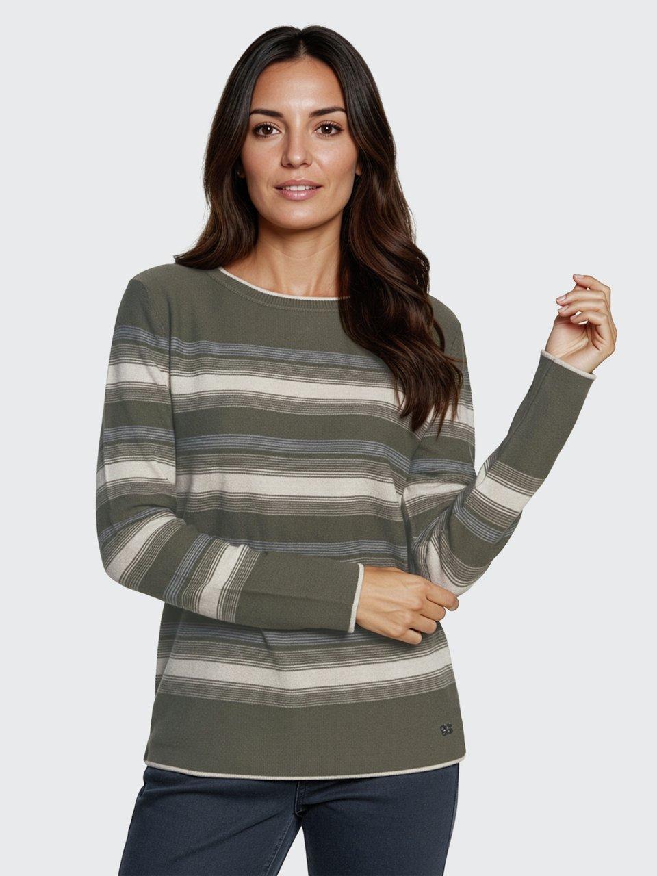 BASLER - Rundhals-Pullover - Dunkeloliv/Multicolor