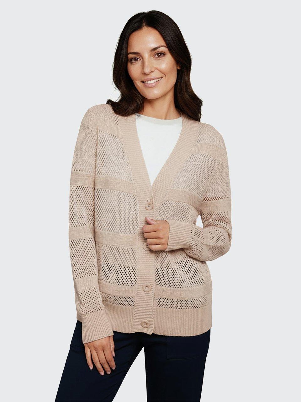 BASLER - Long-Strickjacke - Greige