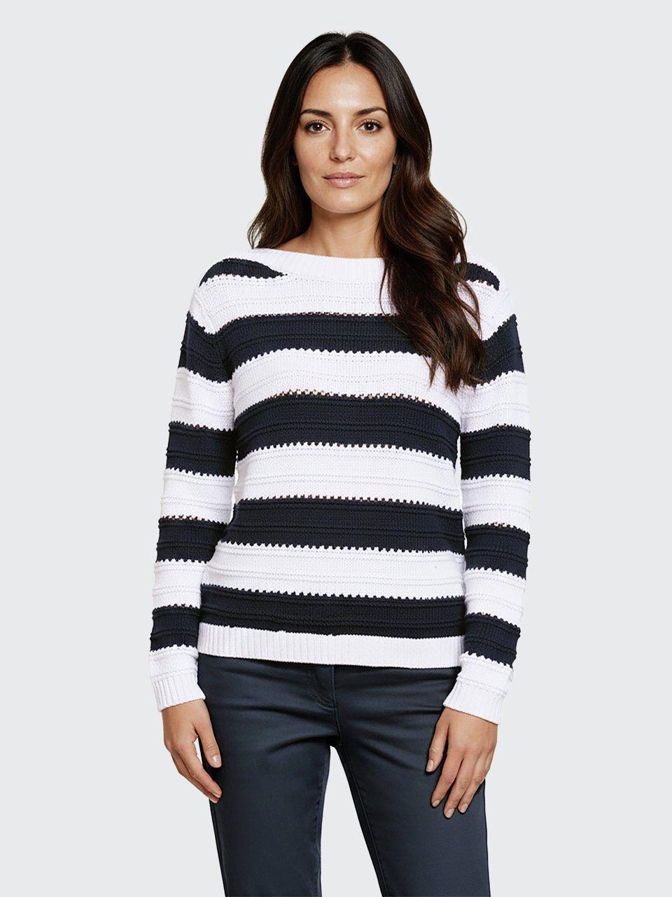 BASLER - Pullover mit U-Boot-Ausschnitt - Nachtblau/Weiß