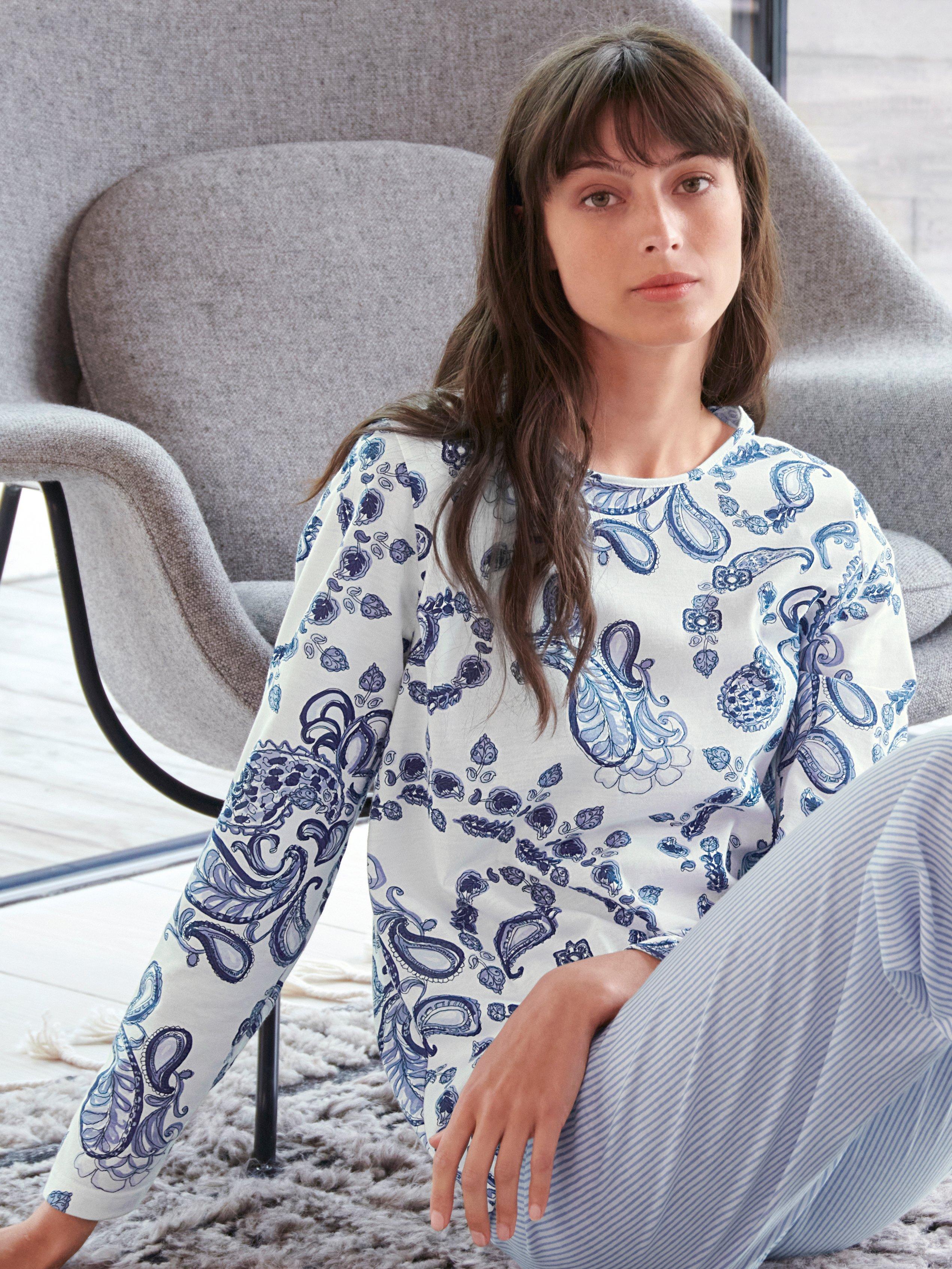 PETER HAHN PURE EDITION - Le haut de pyjama 100% coton - bleu/blanc