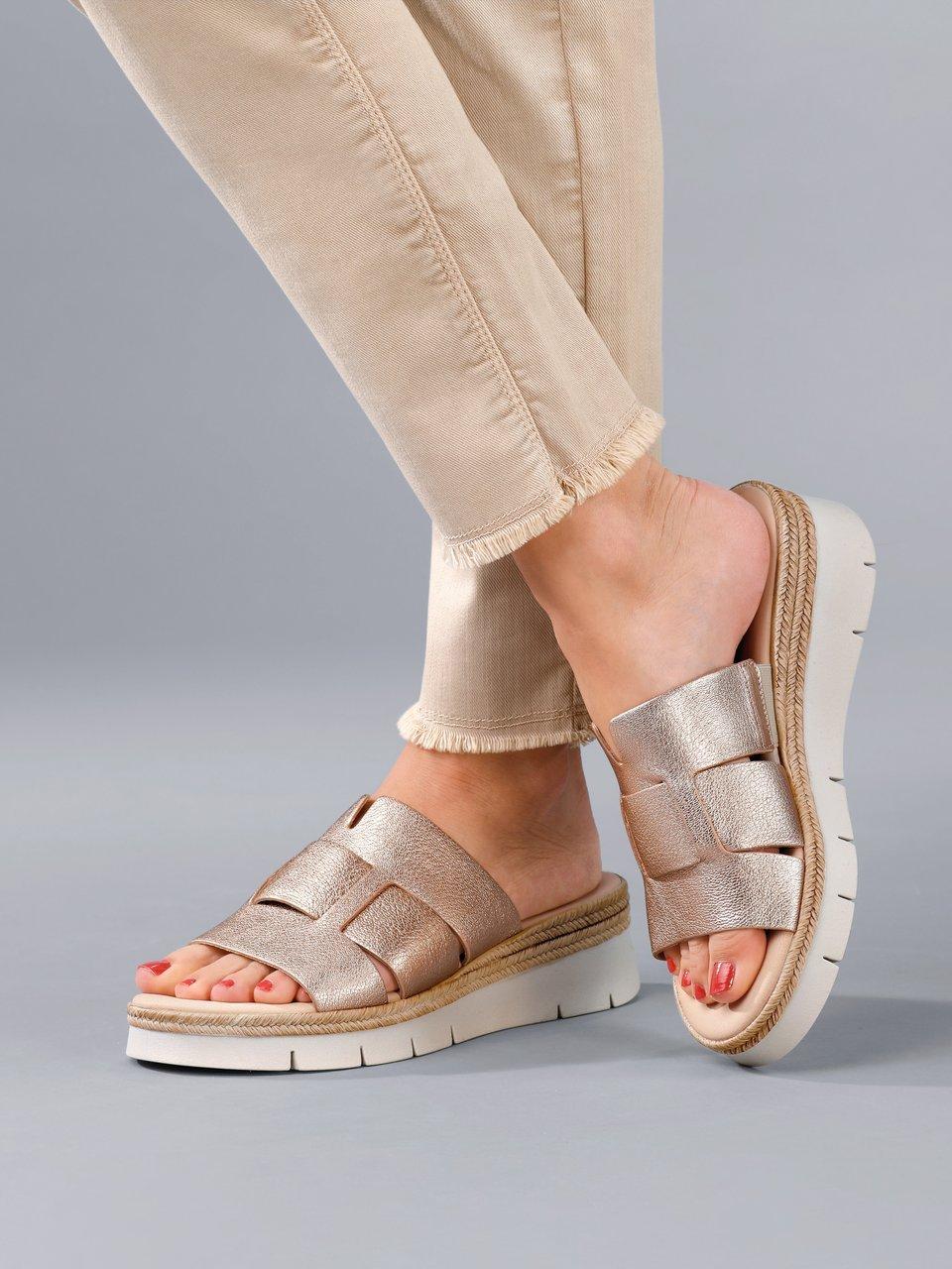 Gabor Comfort - Leren slippers met plateauzool - light gold