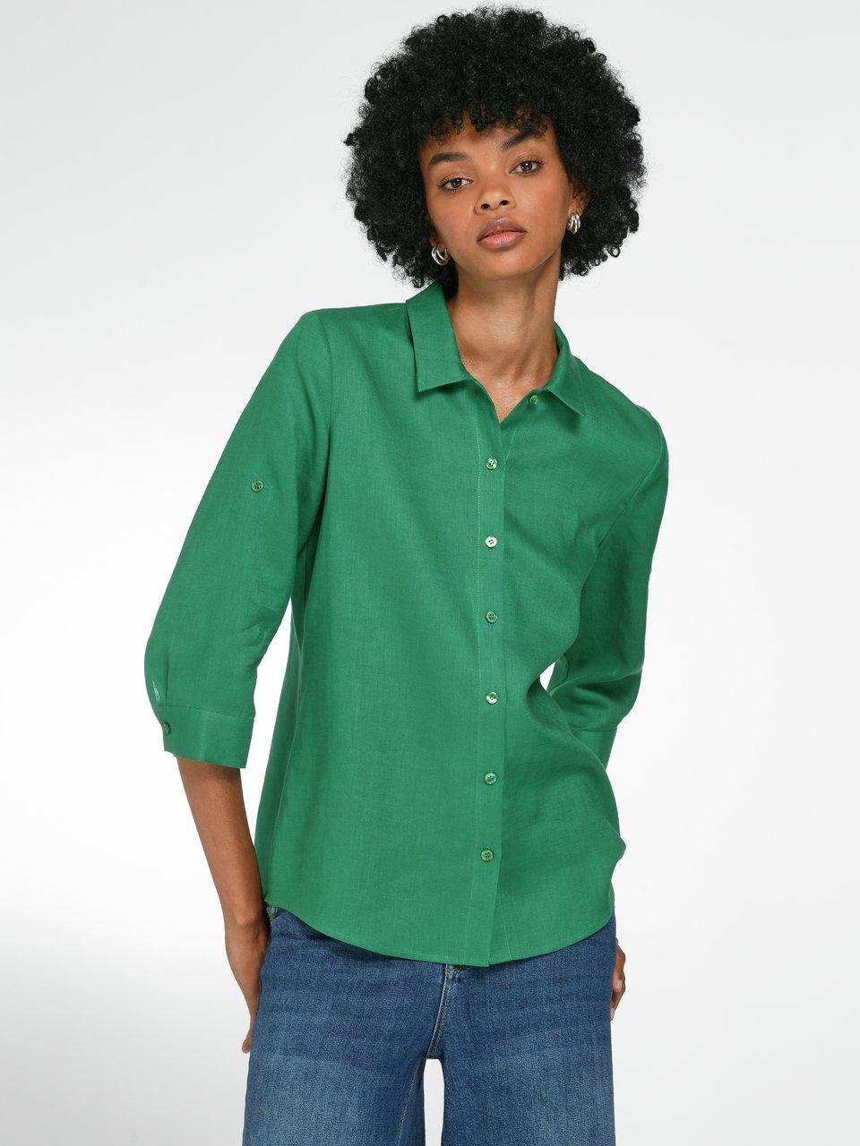 Peter Hahn - Blouse van 100% linnen - mosgroen