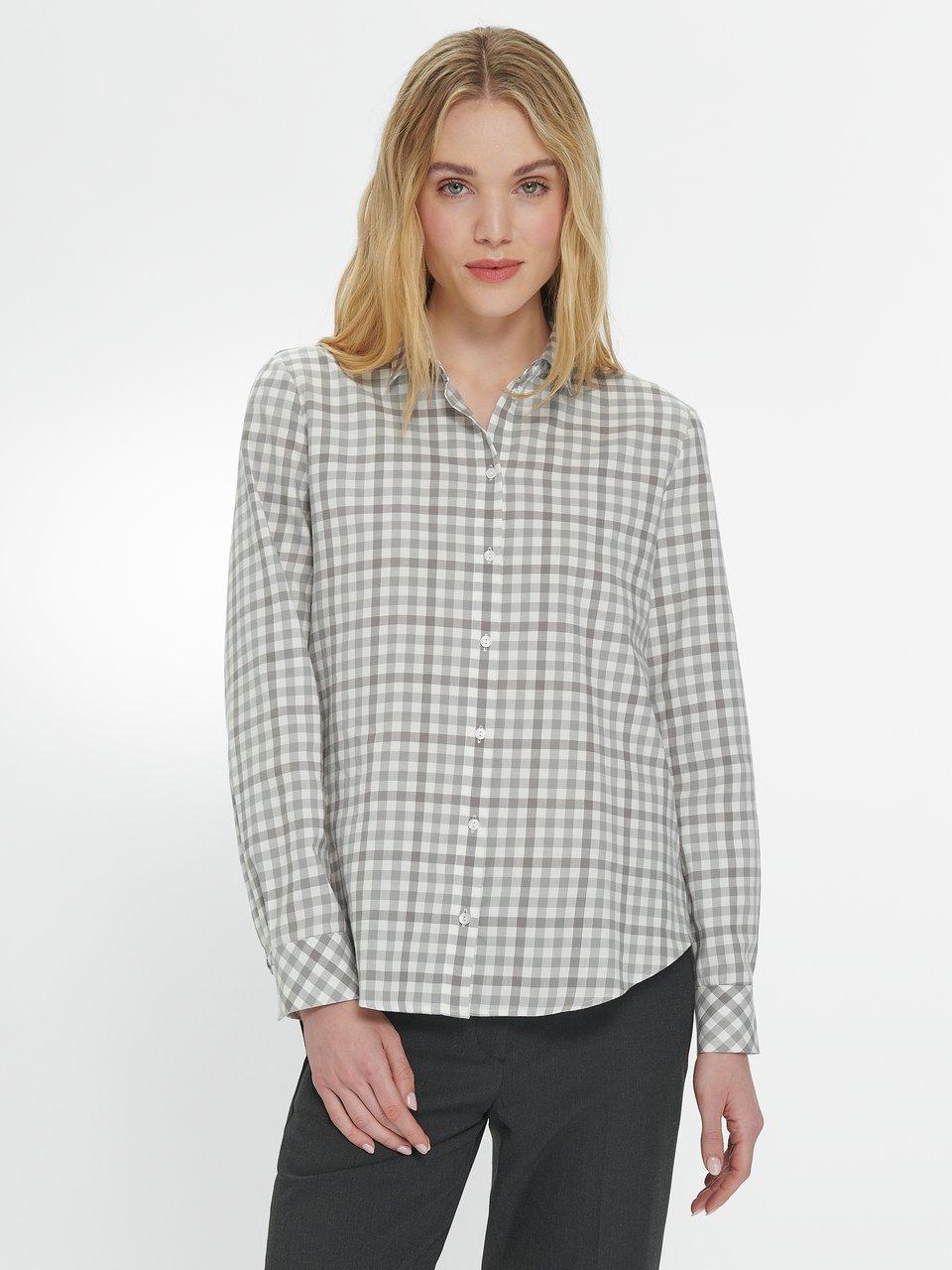 Peter Hahn - Blouse van 100% katoen - wit/grijs