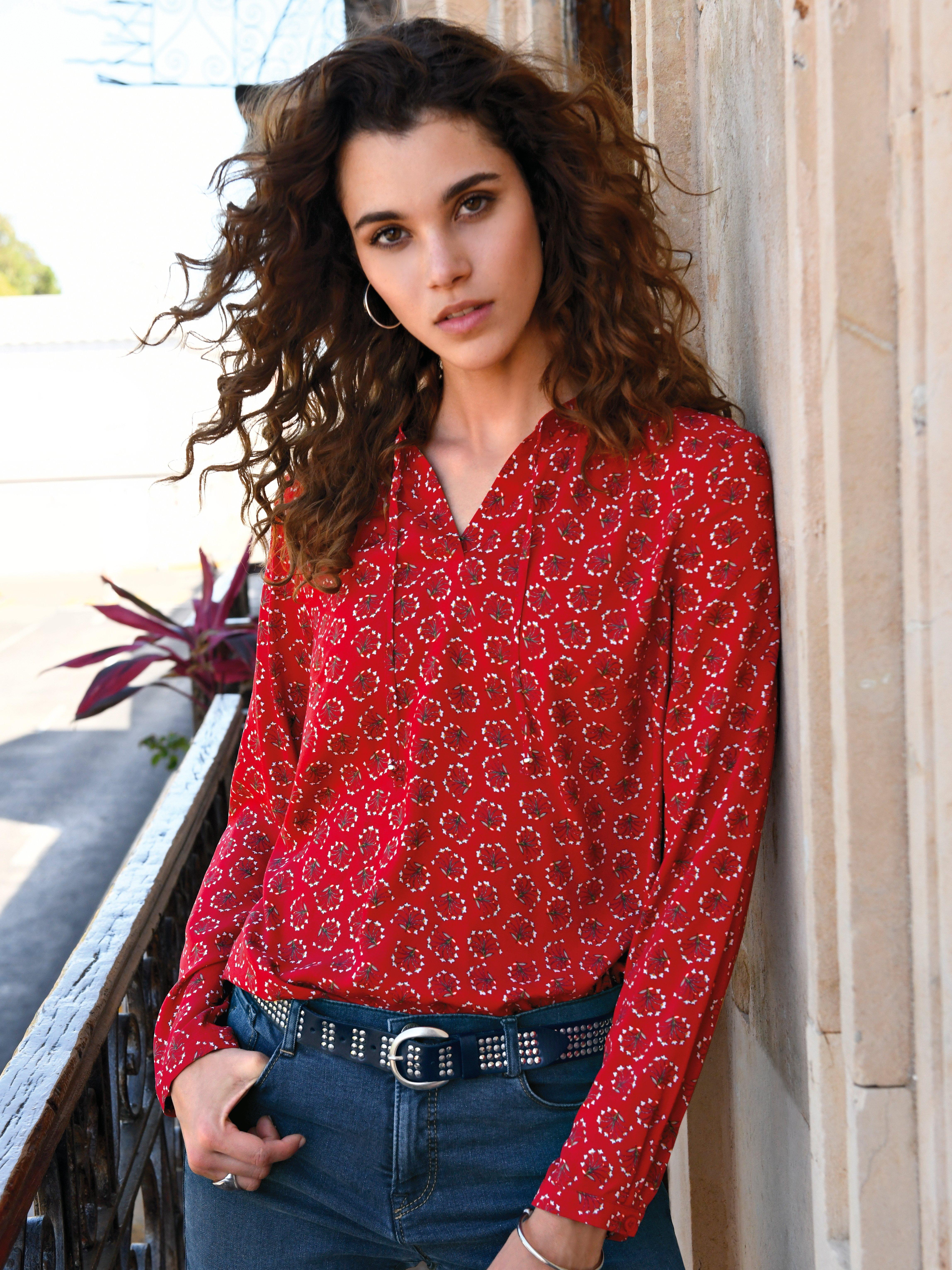 Peter Hahn - Blouse met ­lange mou­wen - rood/multicolour