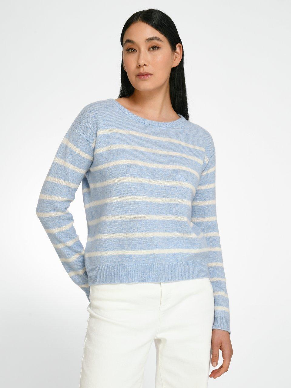 Peter Hahn - Rundhals-Pullover - Blau/Offwhite/Melange