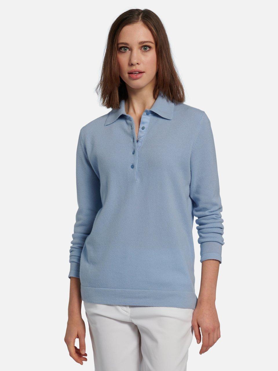 Peter Hahn Cashmere - Polo-Pullover aus 100% Premium-Kaschmir - Hellblau