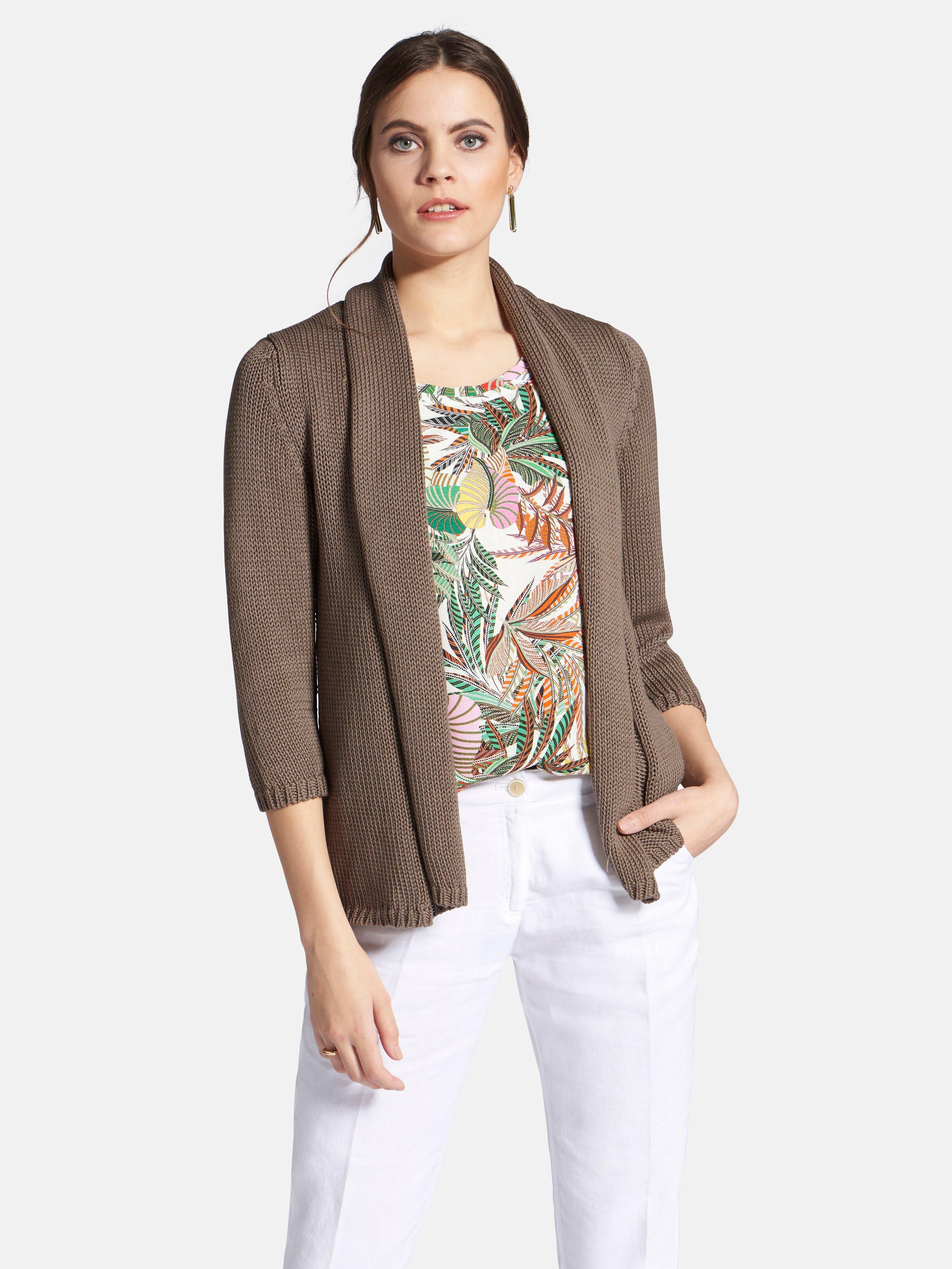 Peter Hahn - Cardigan mit 3/4-Arm - Dunkeltaupe